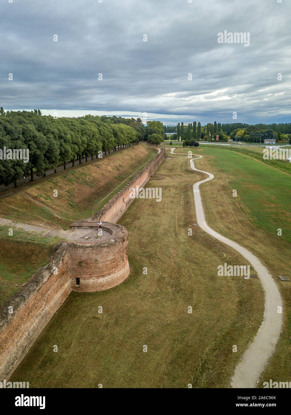 Ferrara city walls and bastions aerial view Emilia Romagna Italy Stock ...