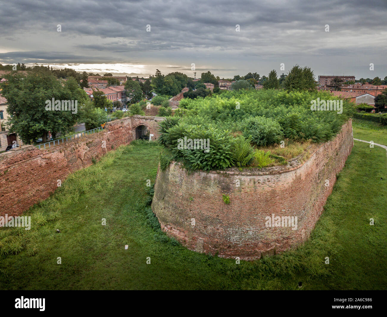 Ferrara city walls and bastions aerial view Emilia Romagna Italy Stock ...