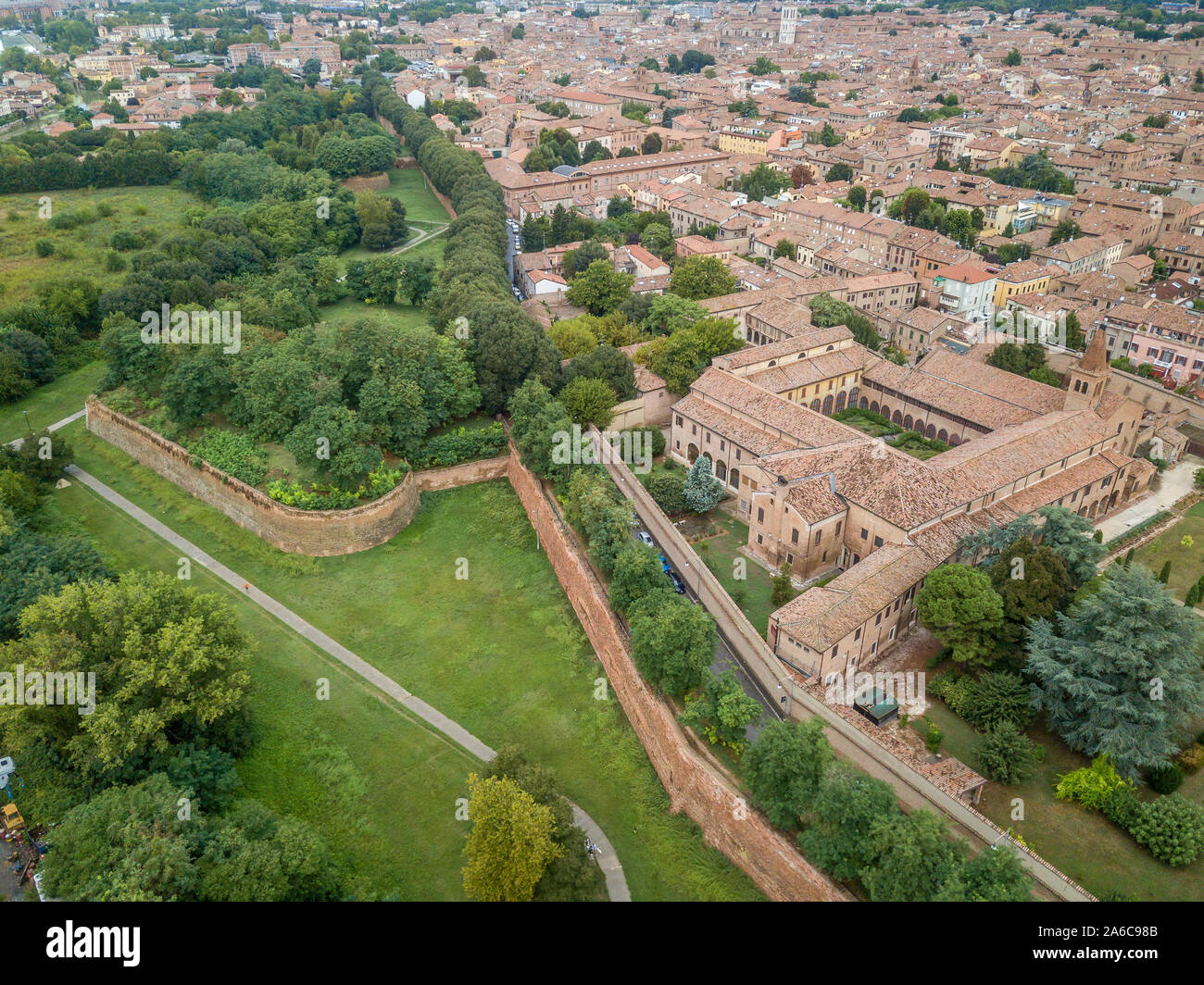Ferrara city walls and bastions aerial view Emilia Romagna Italy Stock ...