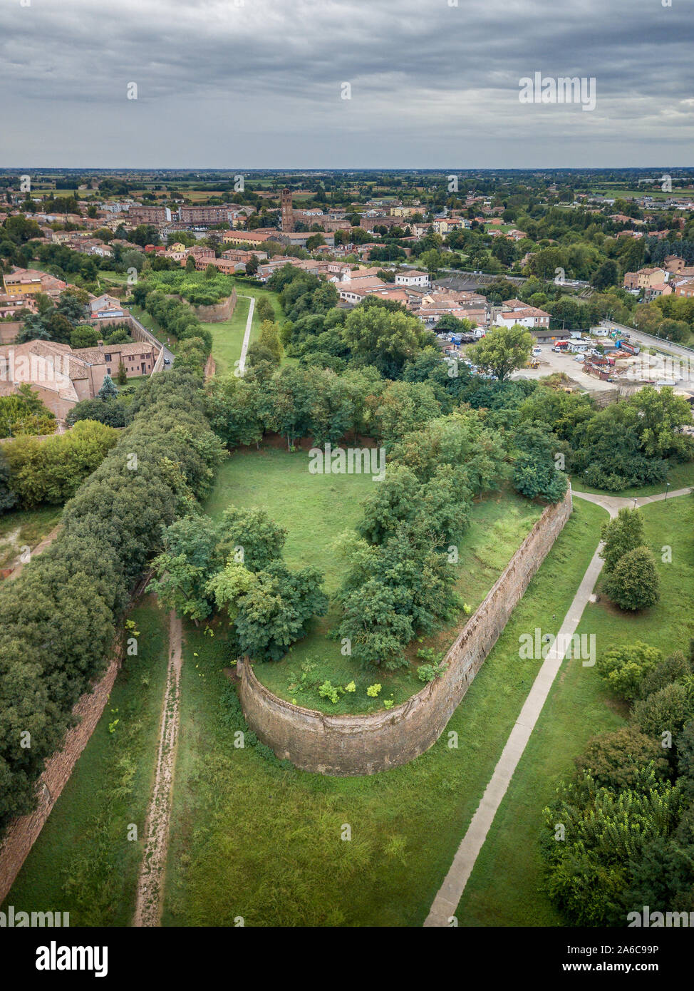 Ferrara city walls and bastions aerial view Emilia Romagna Italy Stock ...