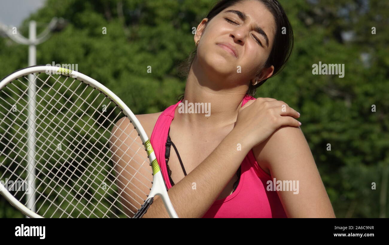 Sore Injury Athletic Tennis Player Teen Female Stock Photo - Alamy