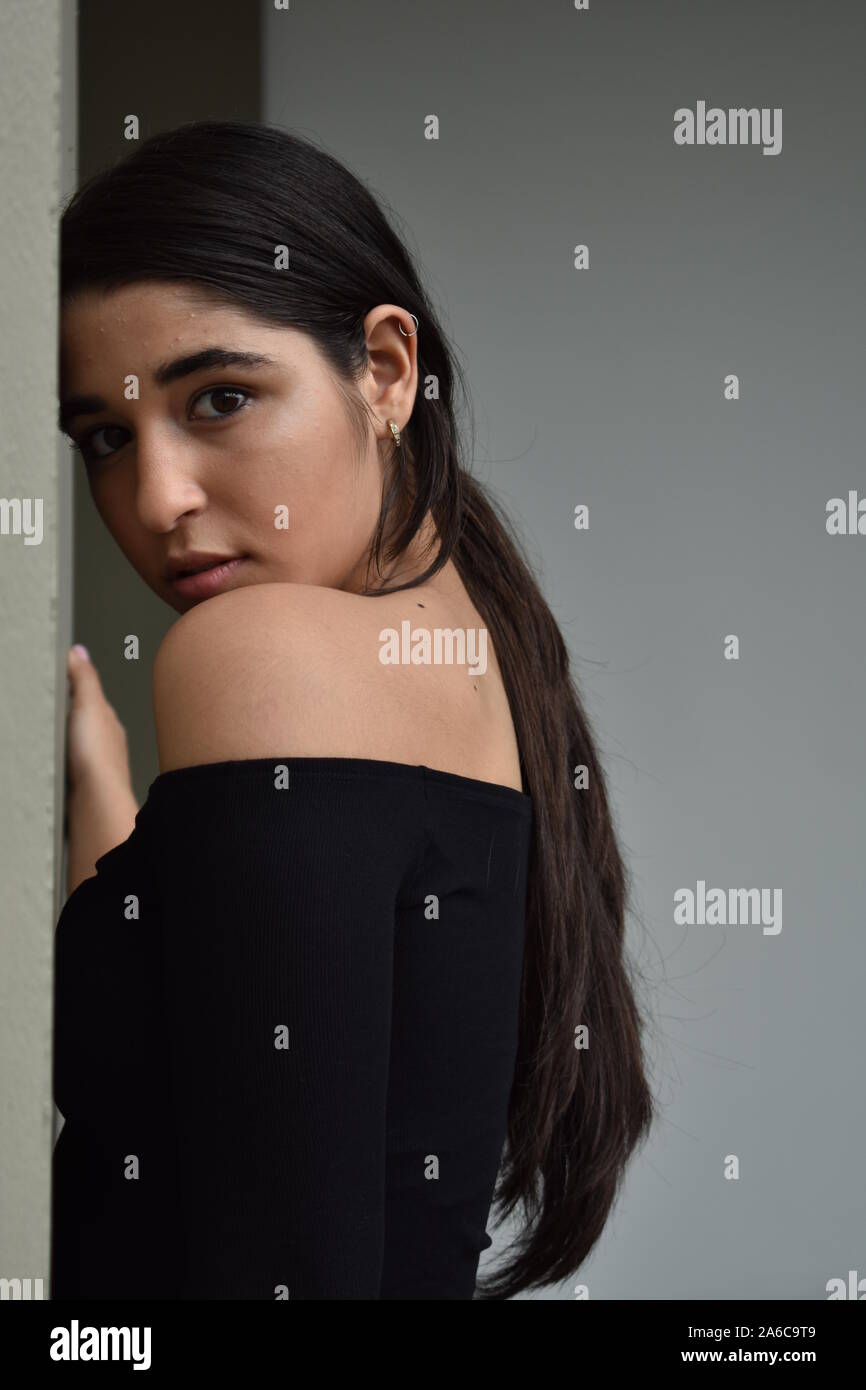 Beautiful Teenage Girl Afraid Stock Photo - Alamy