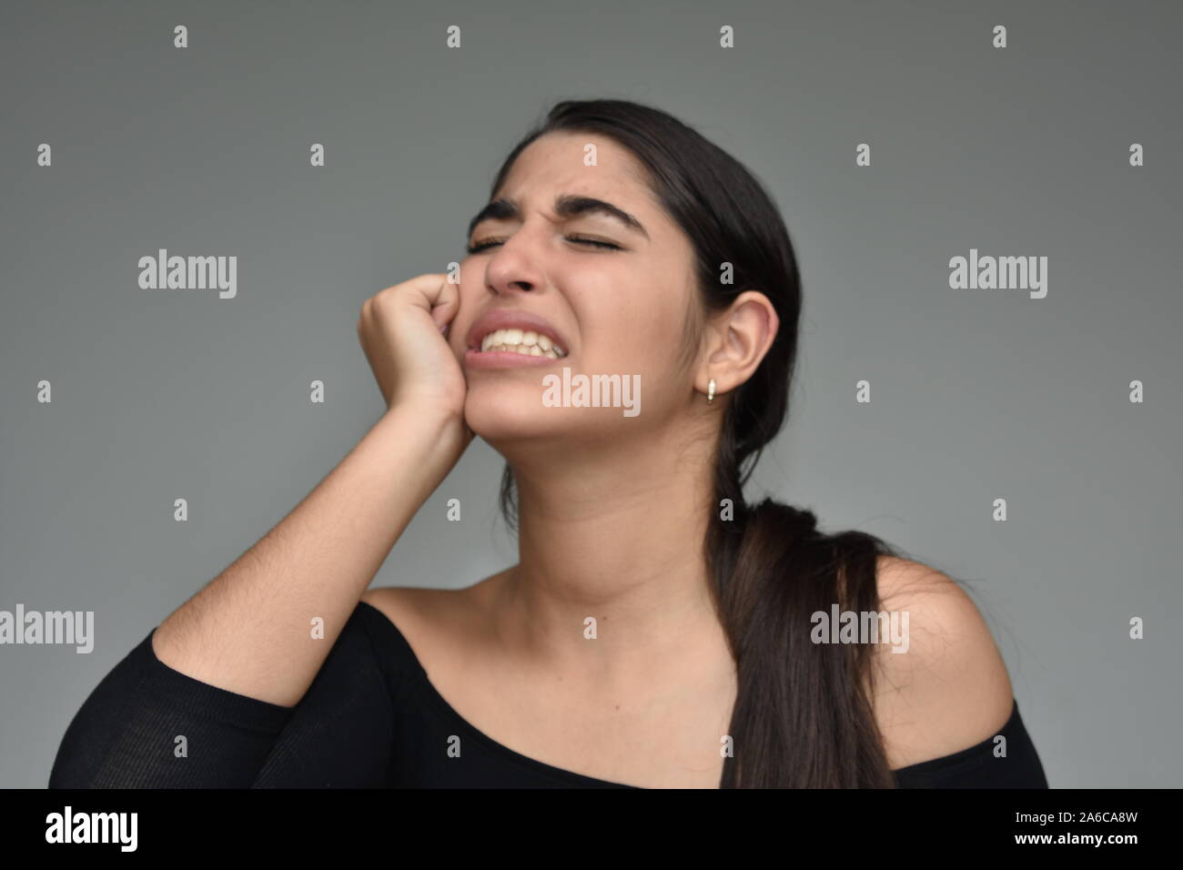 Hispanic Teenage Female Under Stress Stock Photo - Alamy