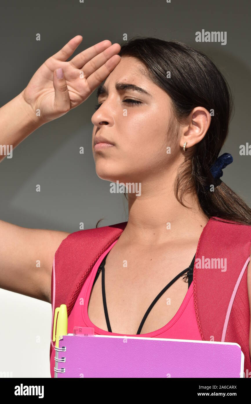Saluting Young Girl Student Stock Photo - Alamy