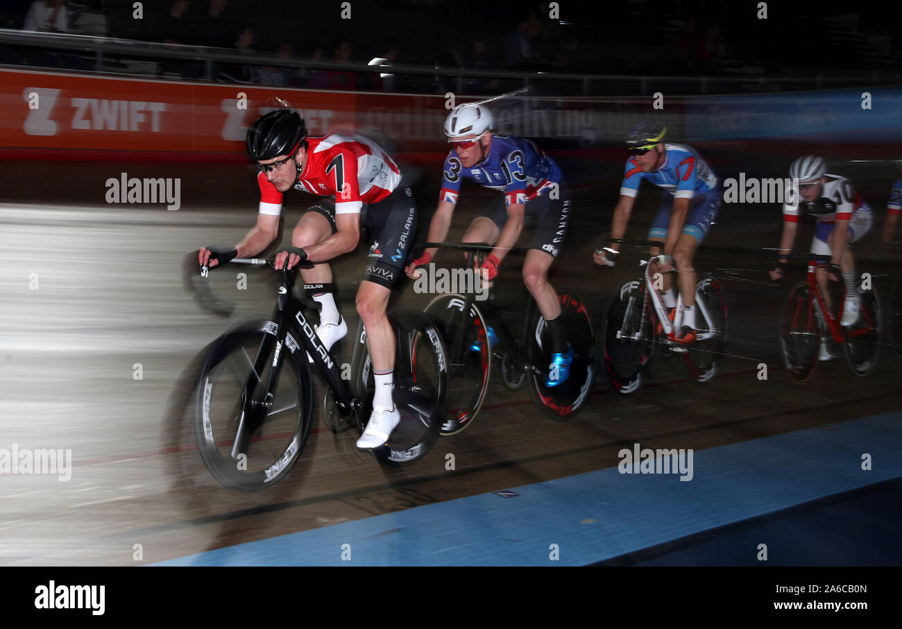 Denmark’s Marc Hester in the Men’s Madison Chase during day four of the ...
