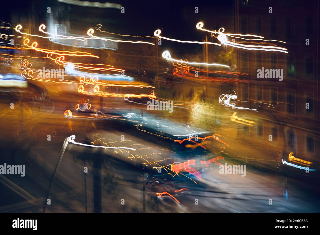 colorful lights at night on the street in the city Stock Photo - Alamy