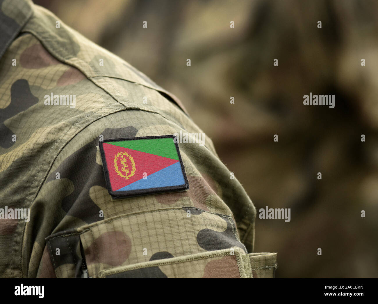 Flag of Eritrea on military uniform. Army, troops, soldiers, Africa ...