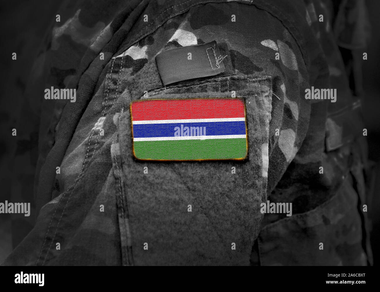 Flag of The Gambia on military uniform. Army, troops, soldiers, Africa ...