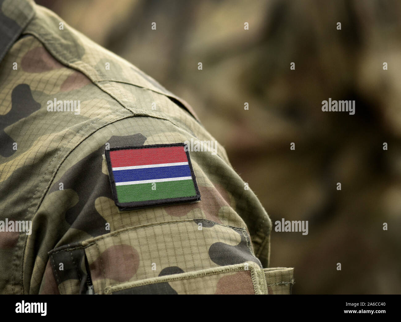 Flag of The Gambia on military uniform. Army, troops, soldiers, Africa ...