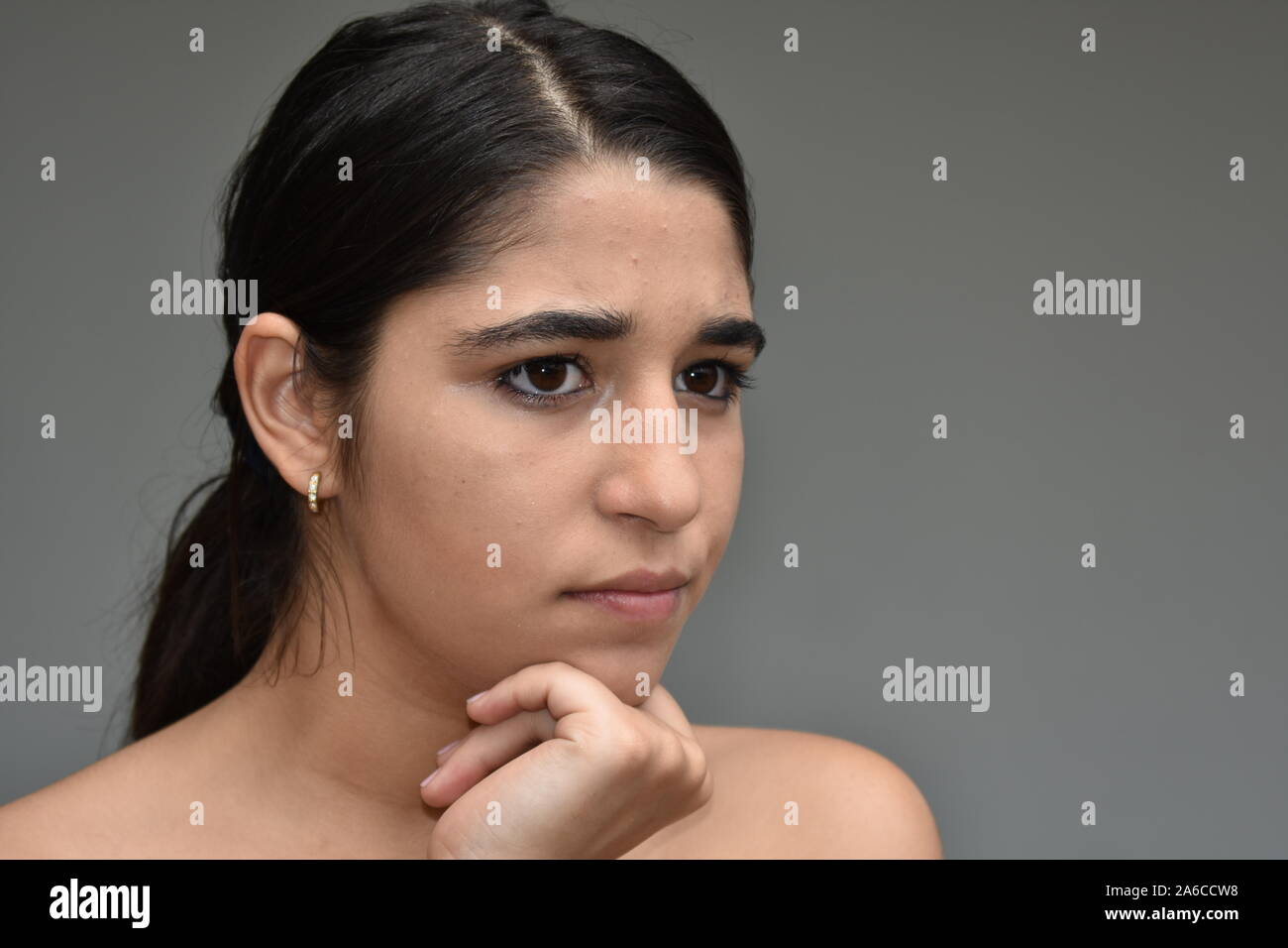 Pretty Girl Thinking Stock Photo - Alamy