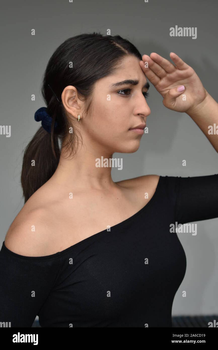Pretty Girl Saluting Stock Photo - Alamy