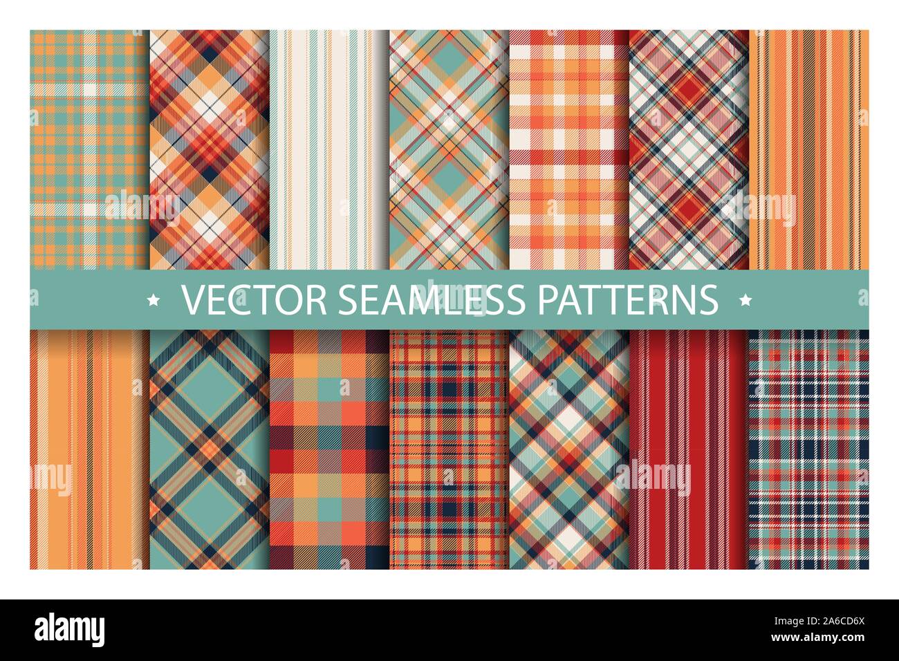 Tartan set pattern seamless plaid vector. Geometric background fabric ...