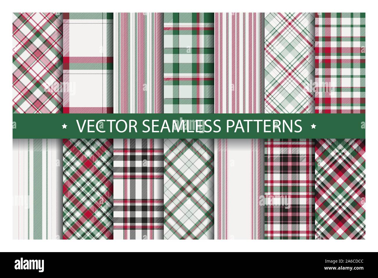 Tartan set pattern seamless plaid vector. Geometric background fabric ...