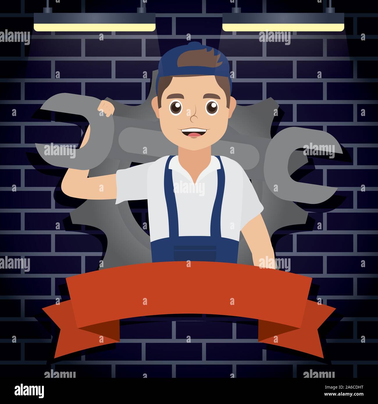 Mechanic key character cartoon Stock Vector Images - Alamy