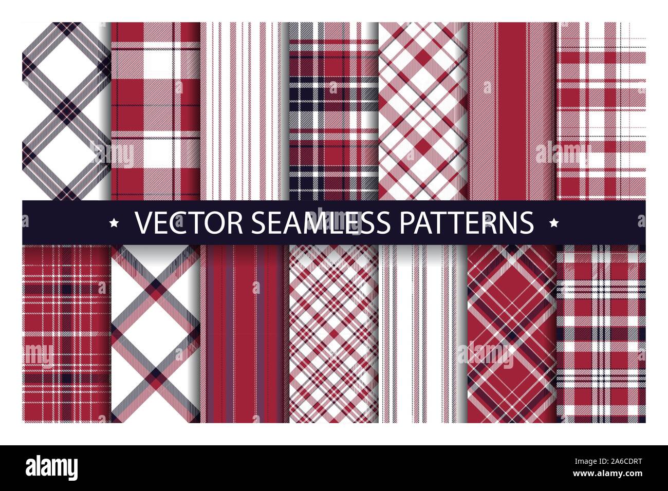 Tartan set pattern seamless plaid vector. Geometric background fabric ...