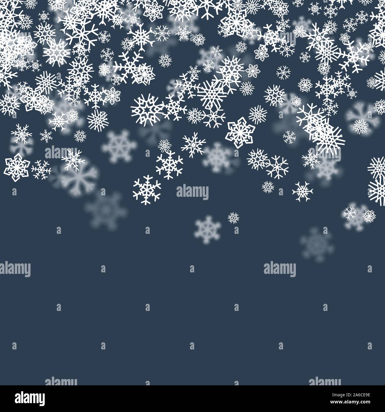 Christmas snow background with scattered snowflakes falling in winter ...