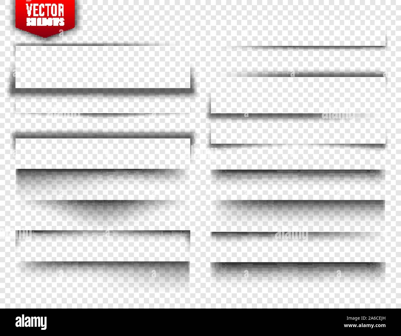 Vector shadows set. Page dividers on transparent background. Realistic isolated shadow. Vector ...