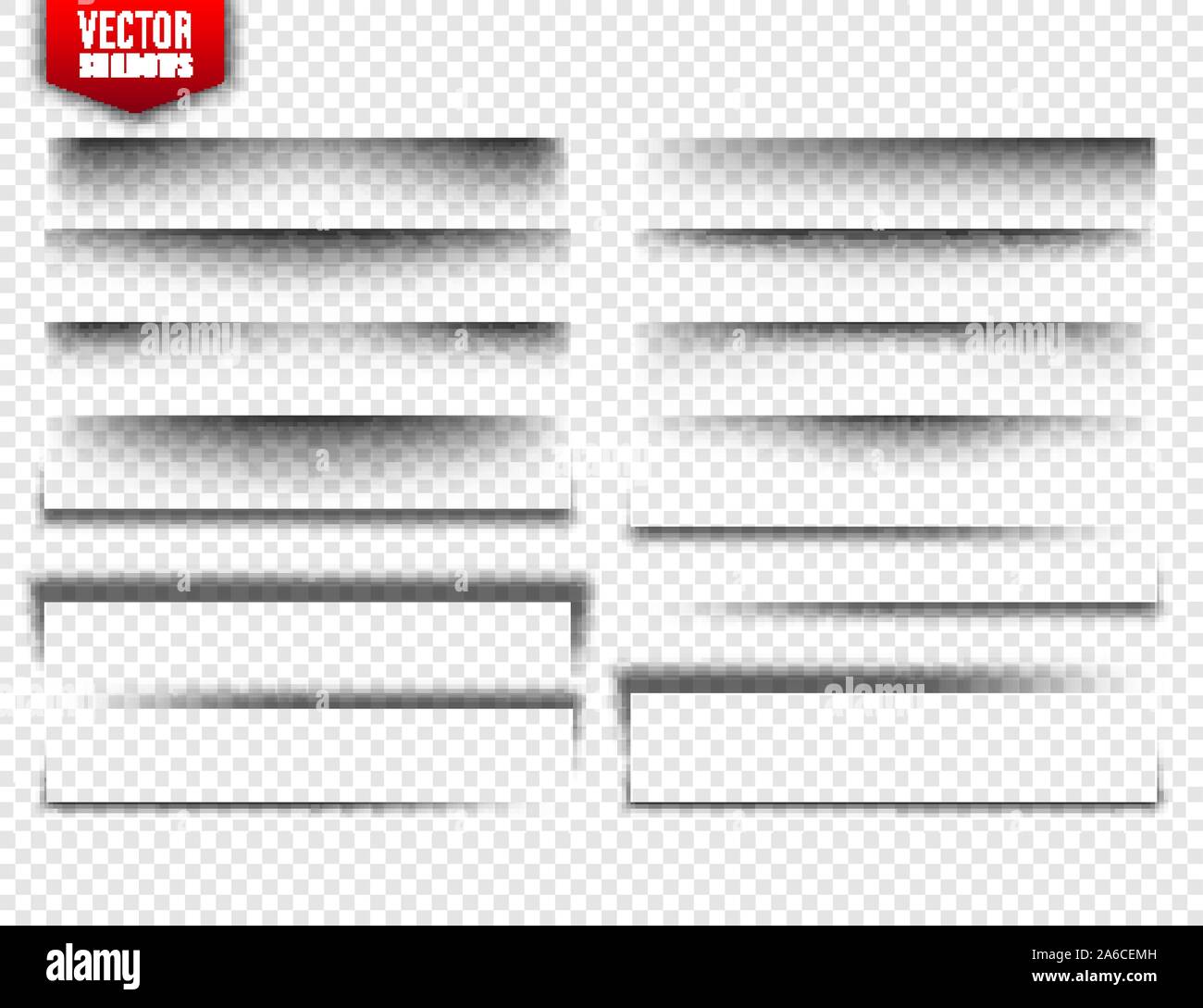 Vector shadows set. Page dividers on transparent background. Realistic isolated shadow. Vector ...