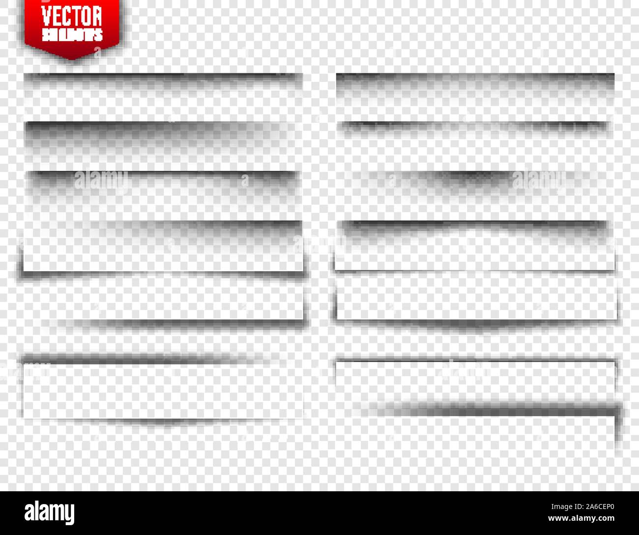 Vector shadows set. Page dividers on transparent background. Realistic isolated shadow. Vector ...