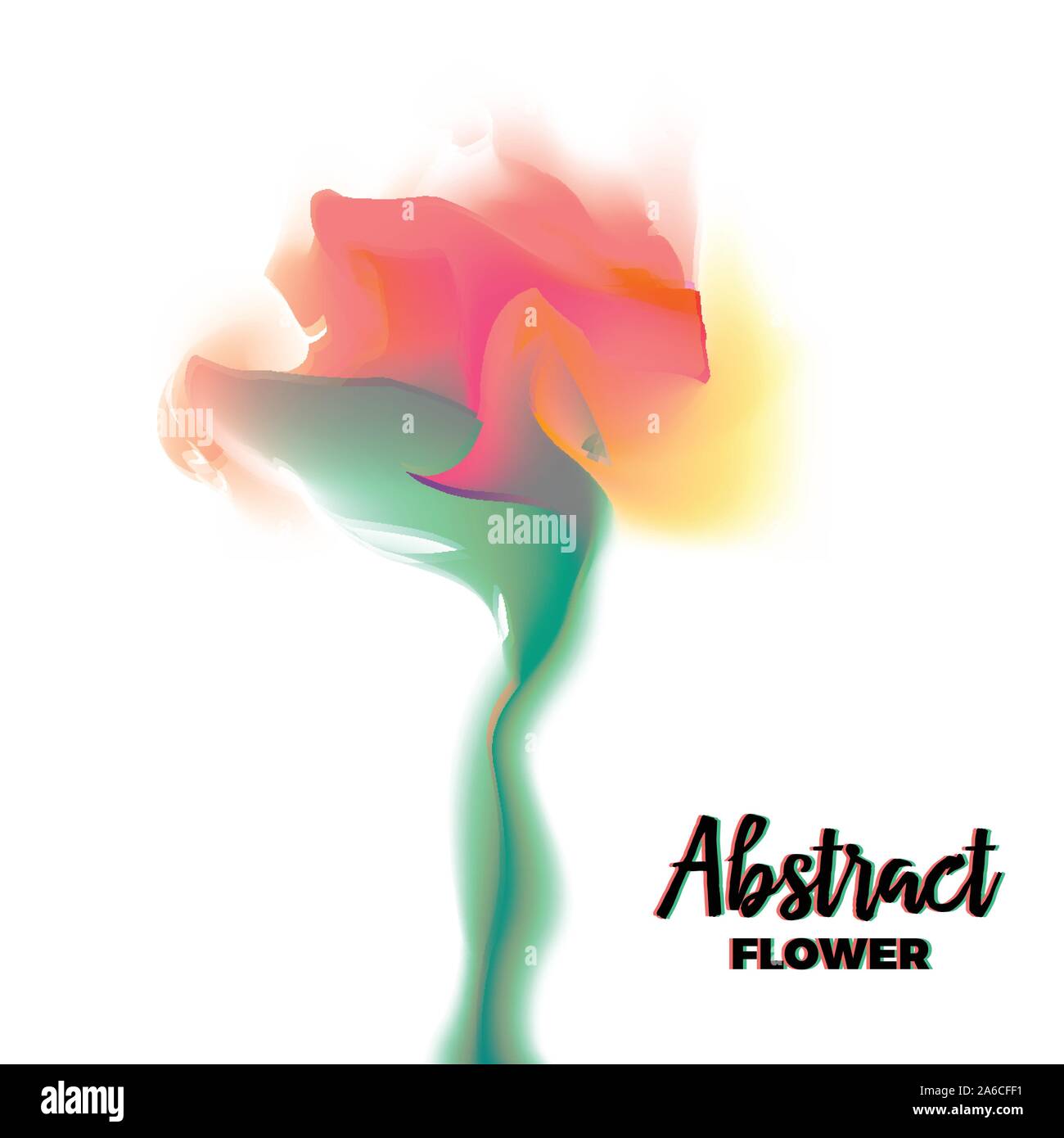 Abstract glitch flower with distorted petal gradient and soft shape ...