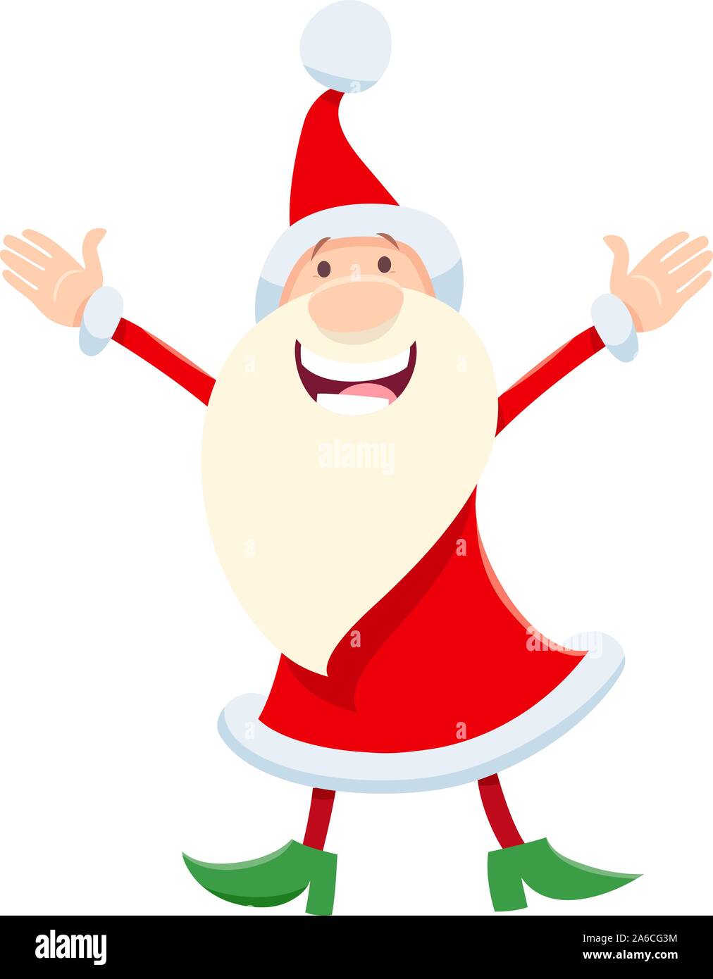 Cartoon Illustration of Funny Santa Claus Character on Christmas ...