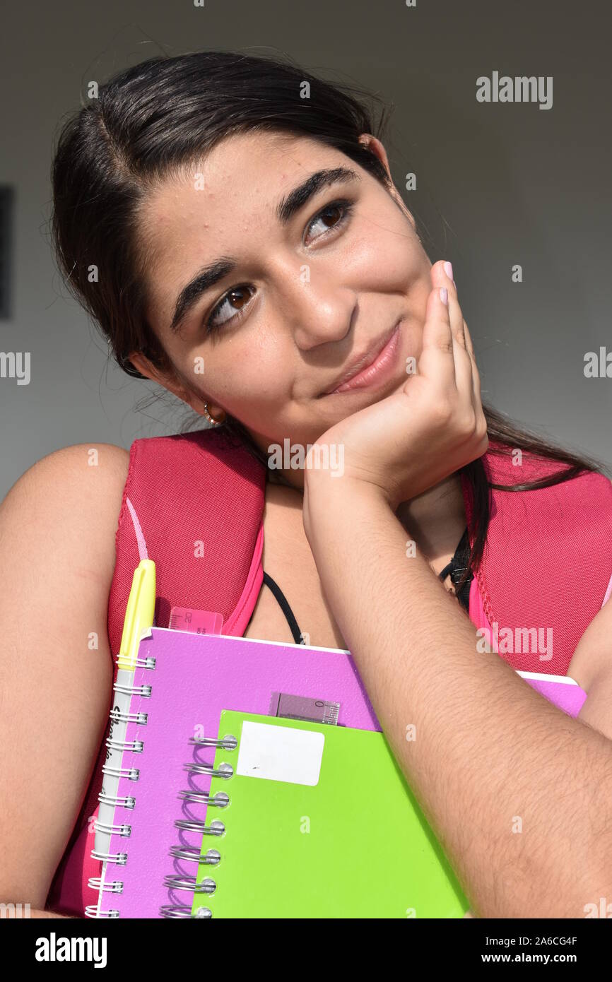 Youthful Girl Student Wondering Stock Photo - Alamy