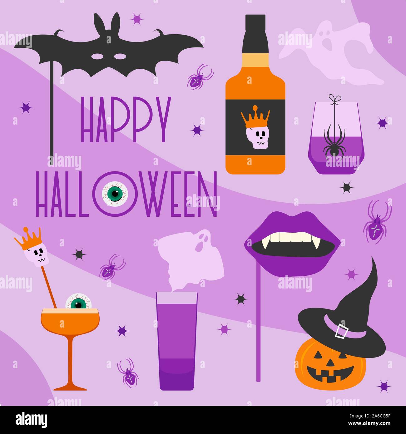 Halloween party 2020 Vector illustration inscription Halloween party ...
