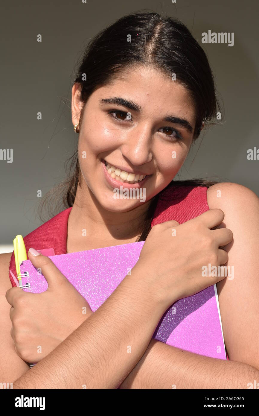 Smiling Young Girl Student Stock Photo - Alamy