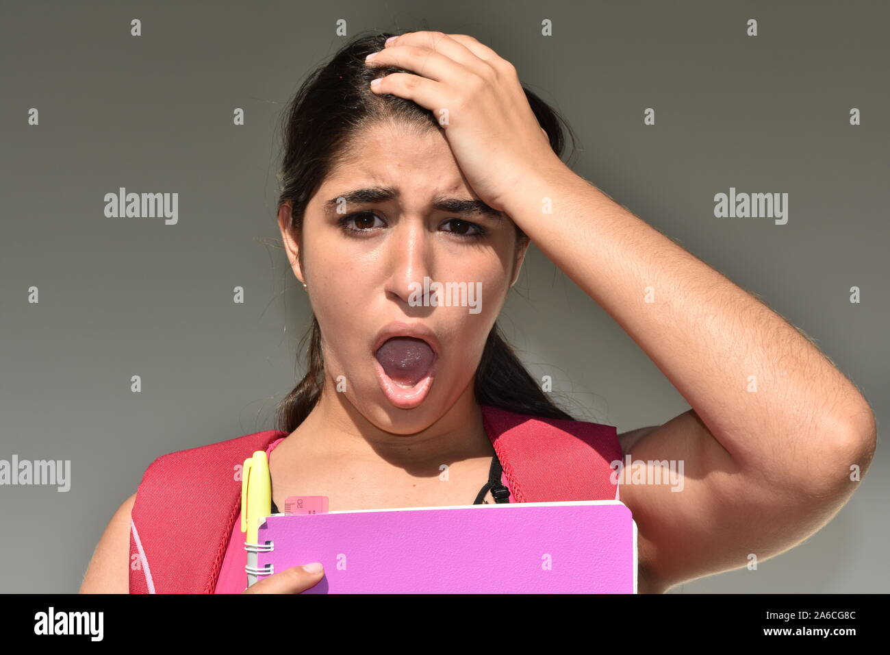 Cute Girl Student Under Stress Stock Photo - Alamy