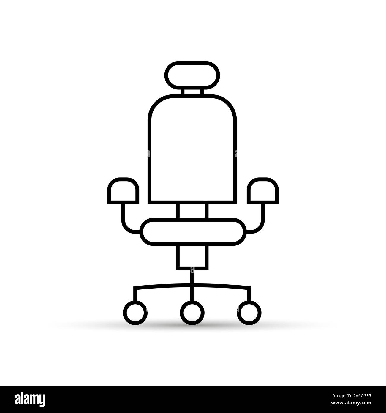 Office chair icon with headrest, version in contour lines, flat design ...