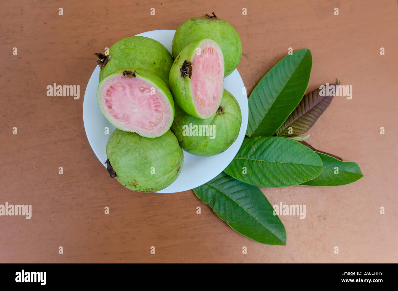Guava, Cross Section And Leaves Stock Photo - Alamy