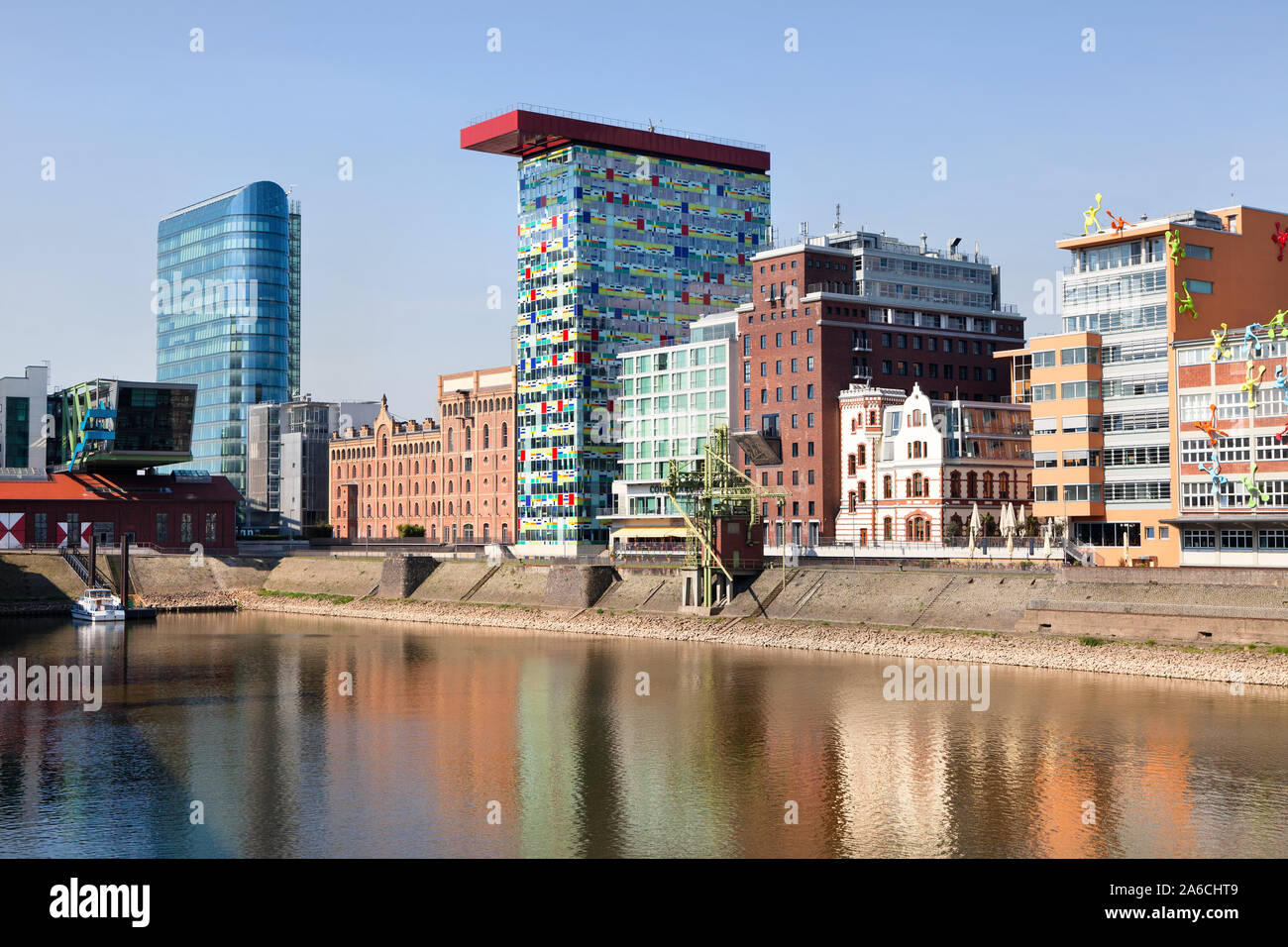 View of modern and vintage architecture at Medienhafen or Media Harbour ...
