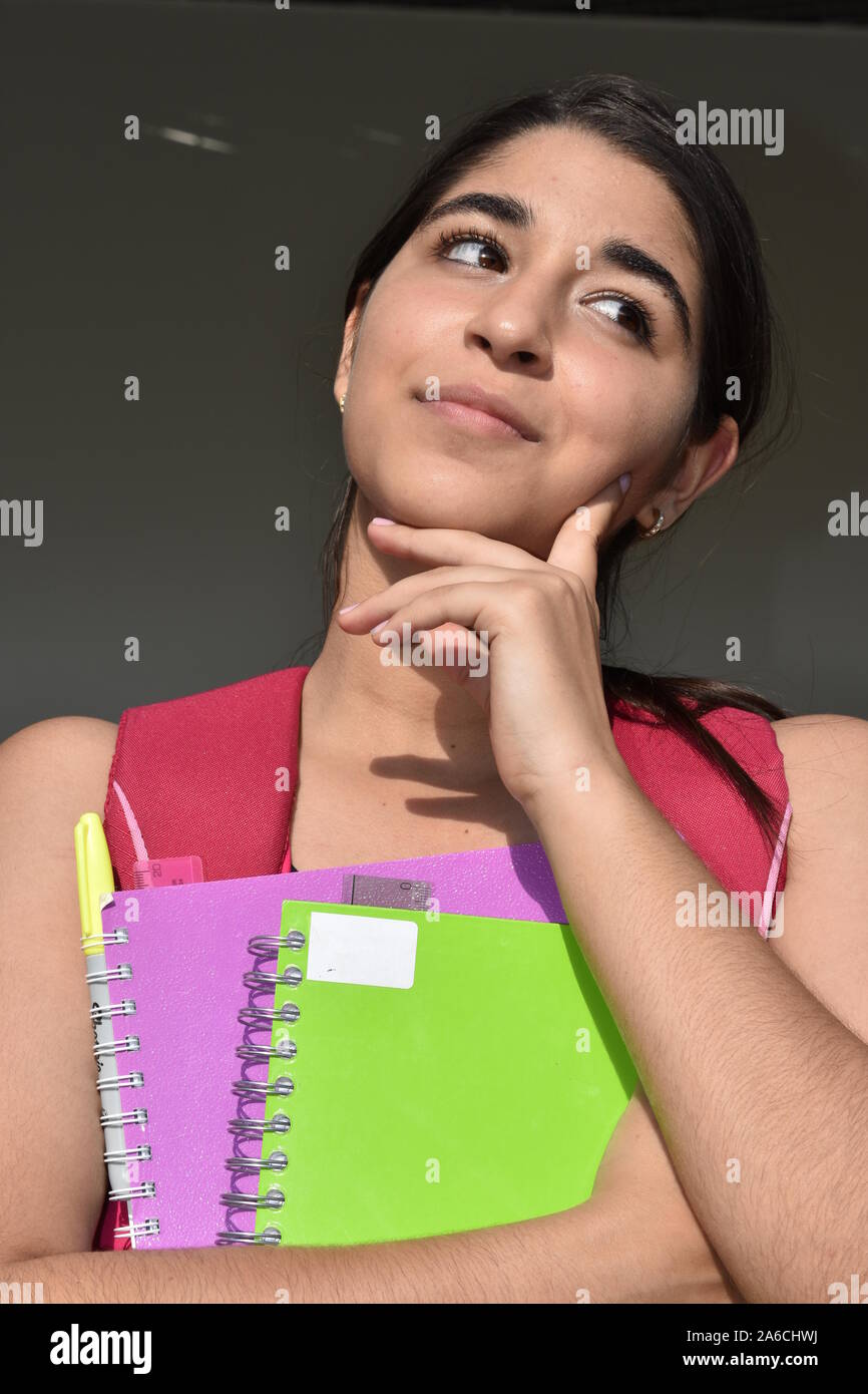 Girl Student Thinking Stock Photo - Alamy