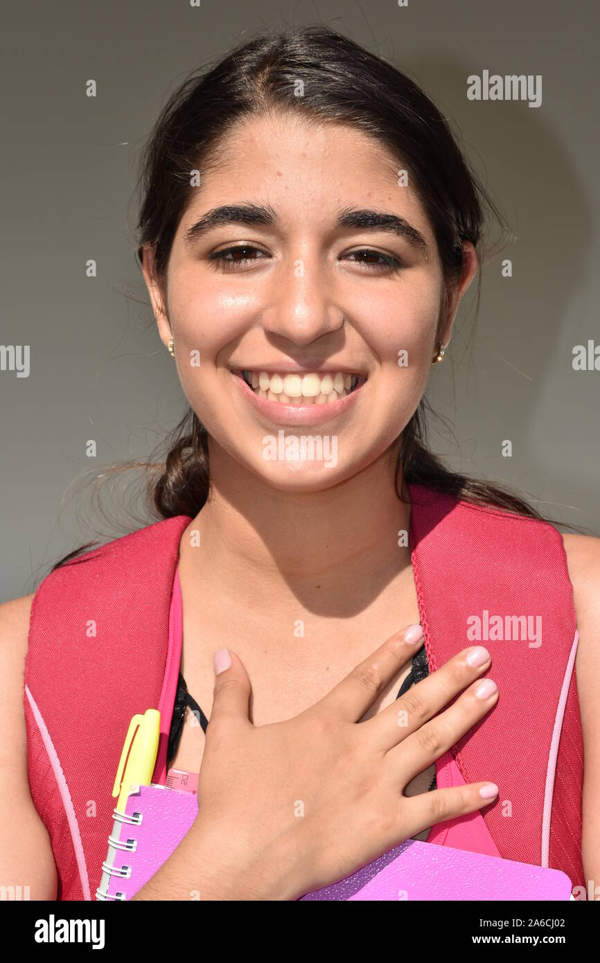 Smiling Hispanic Girl Student Stock Photo - Alamy