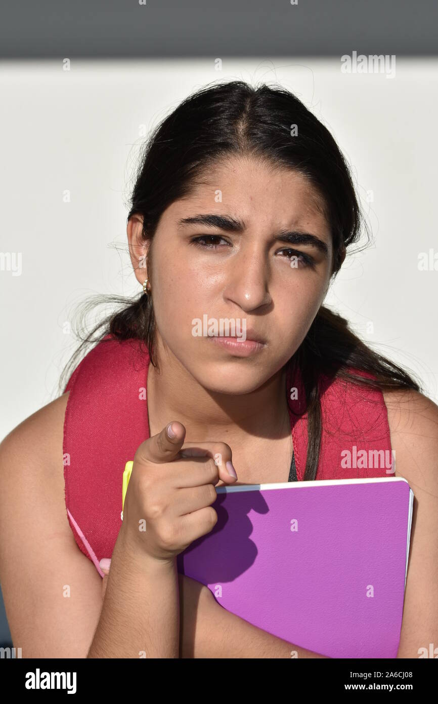 Young Female Student Pointing Stock Photo - Alamy