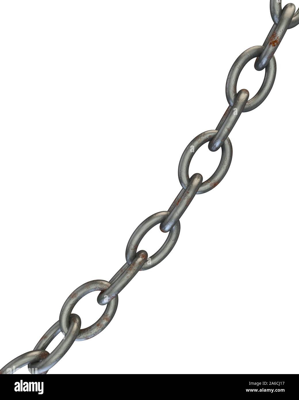 Abstract illustration, steel chain close-up. Isolated white background ...
