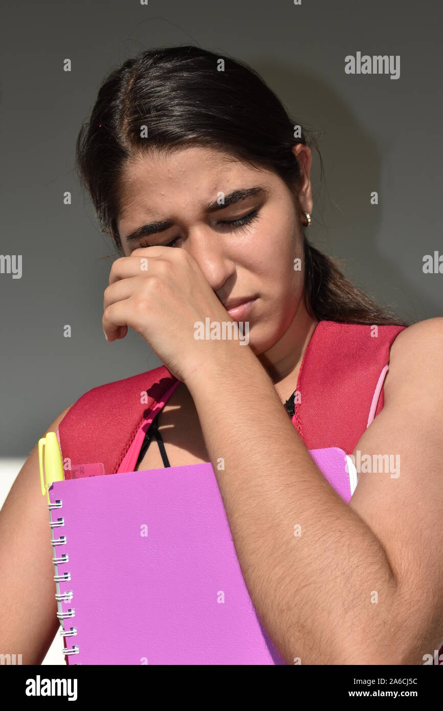 Sad Diverse Girl Student Stock Photo - Alamy