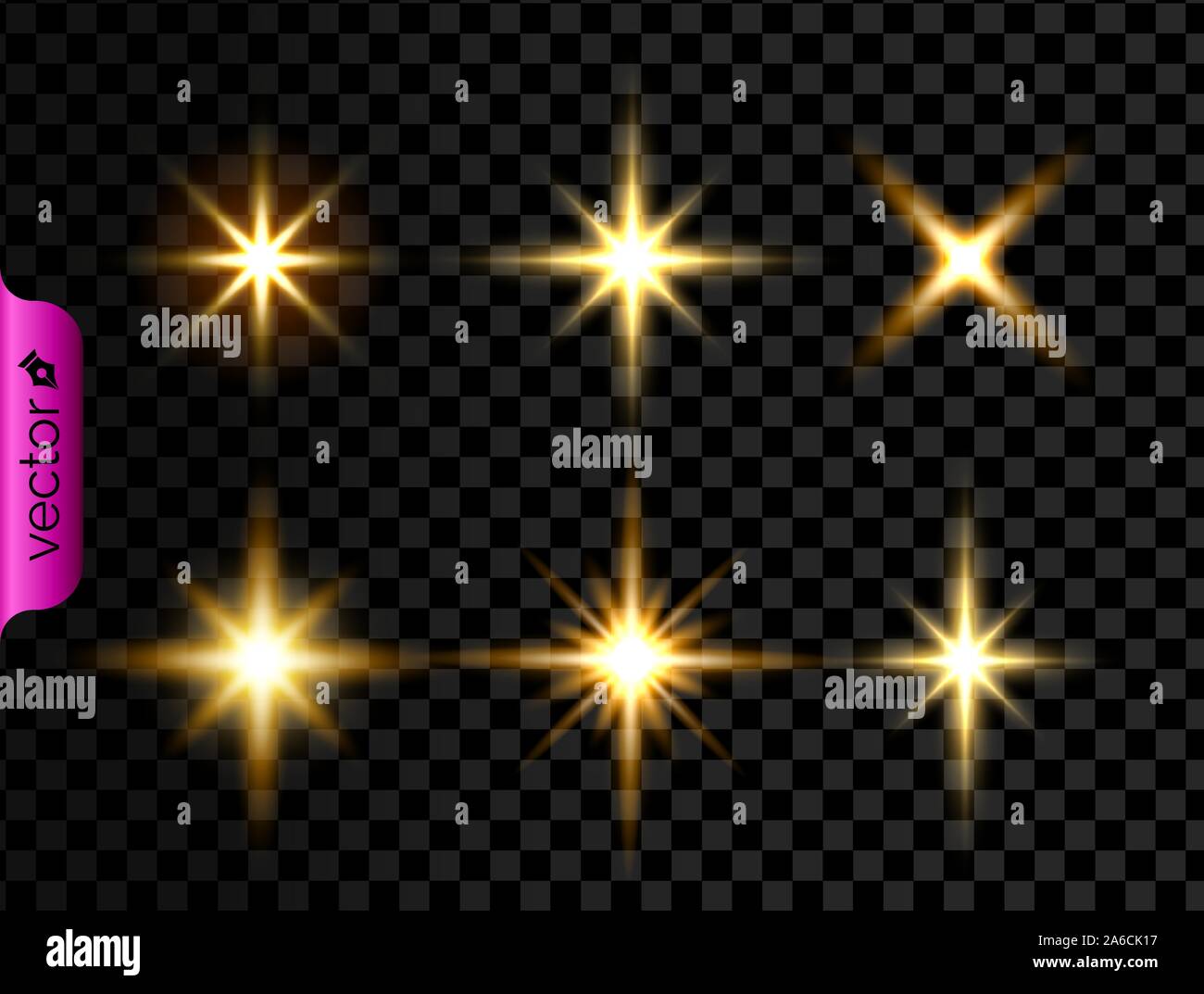 Gold shining glowing lights effect, yellow starts and explosion ...