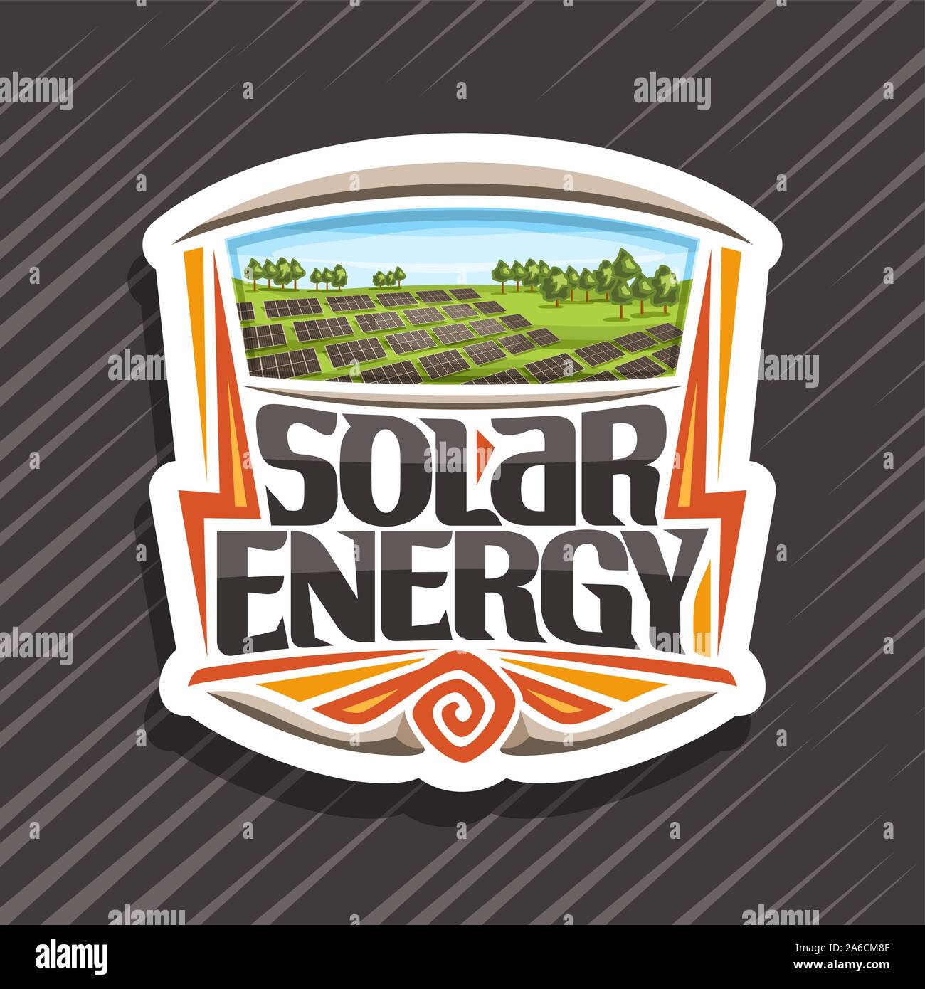 Vector logo for Solar Energy, white sticker with many photovoltaic ...