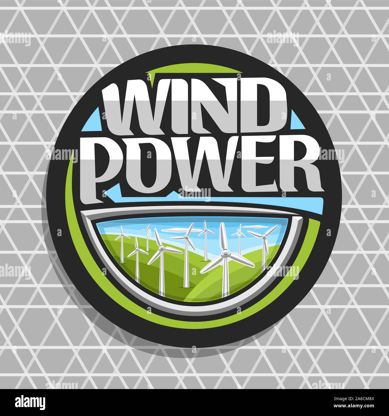 Green hills wind turbine Stock Vector Images - Alamy