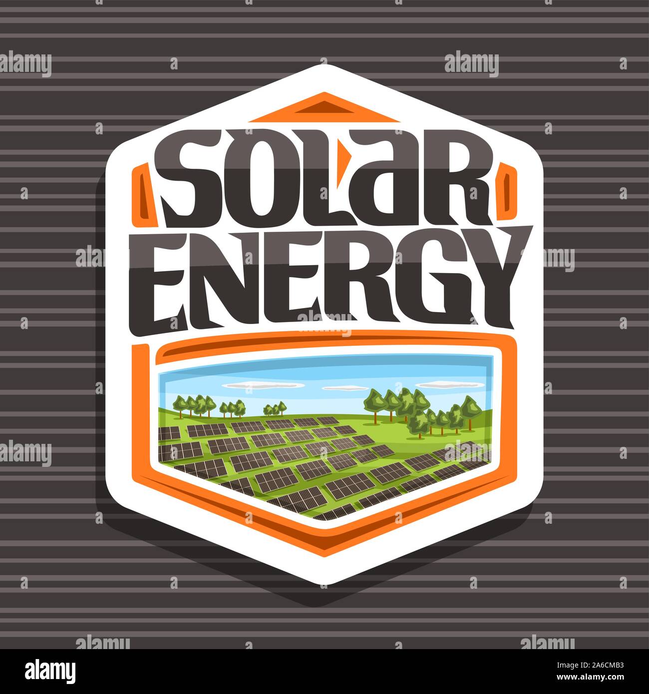 Vector logo for Solar Energy, white hexagonal tag with many ...