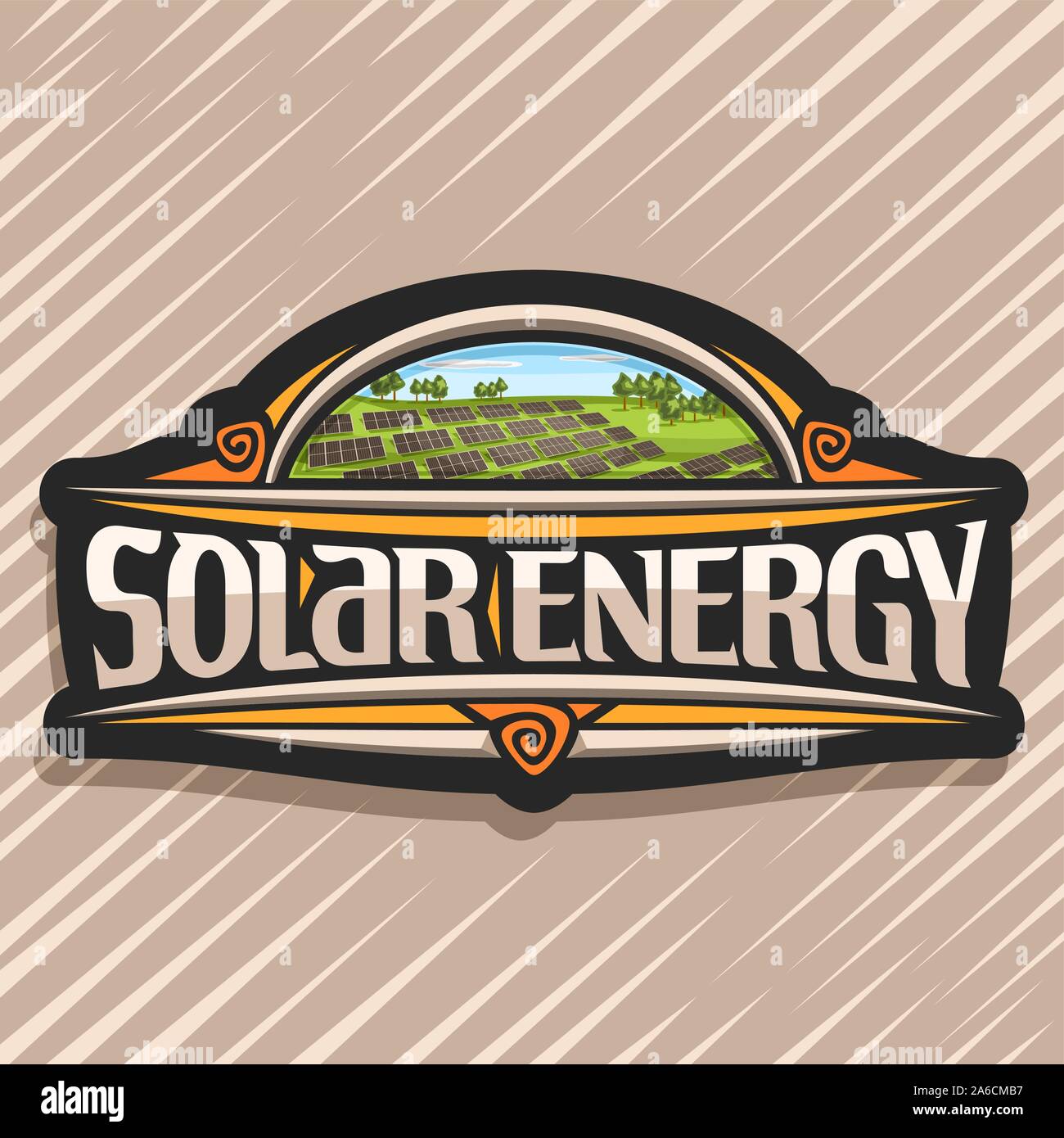 Vector logo for Solar Energy, dark creative label with many ...