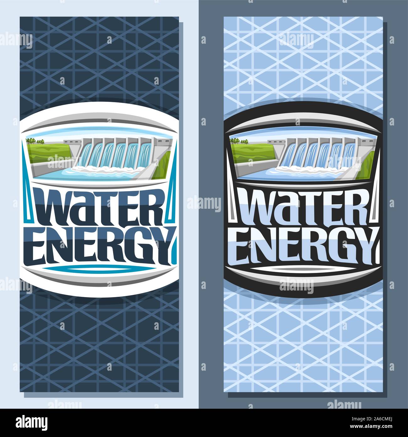 Vector vertical banners for Water Energy, leaflets with mini ...