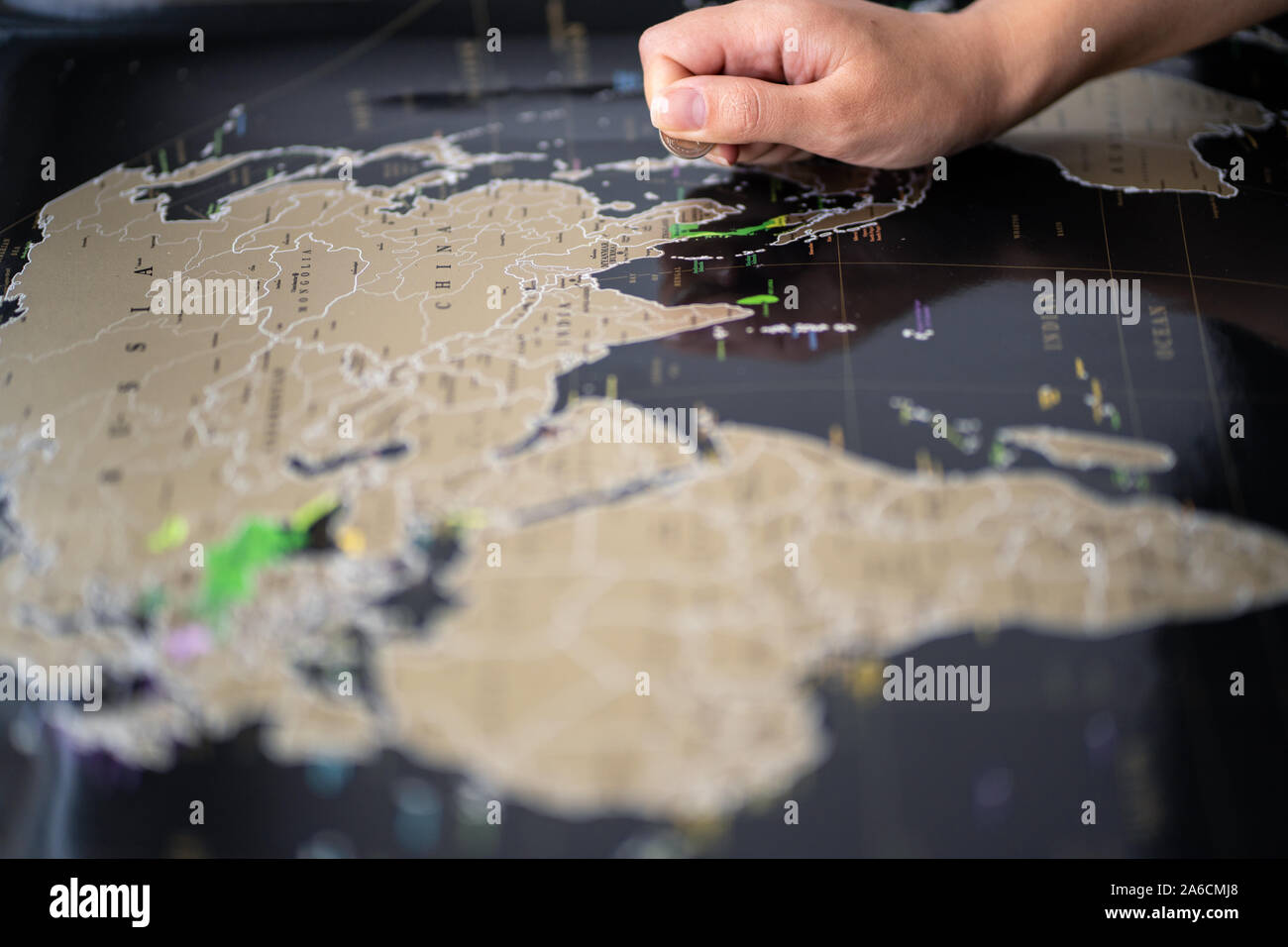 Point place on the world map. Mark on the map Stock Photo - Alamy