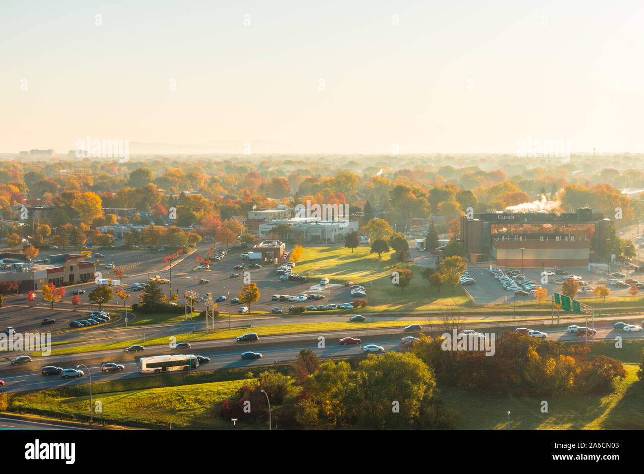 Longueuil, Quebec, Canada - Morning - panoramic view under the sunlight ...