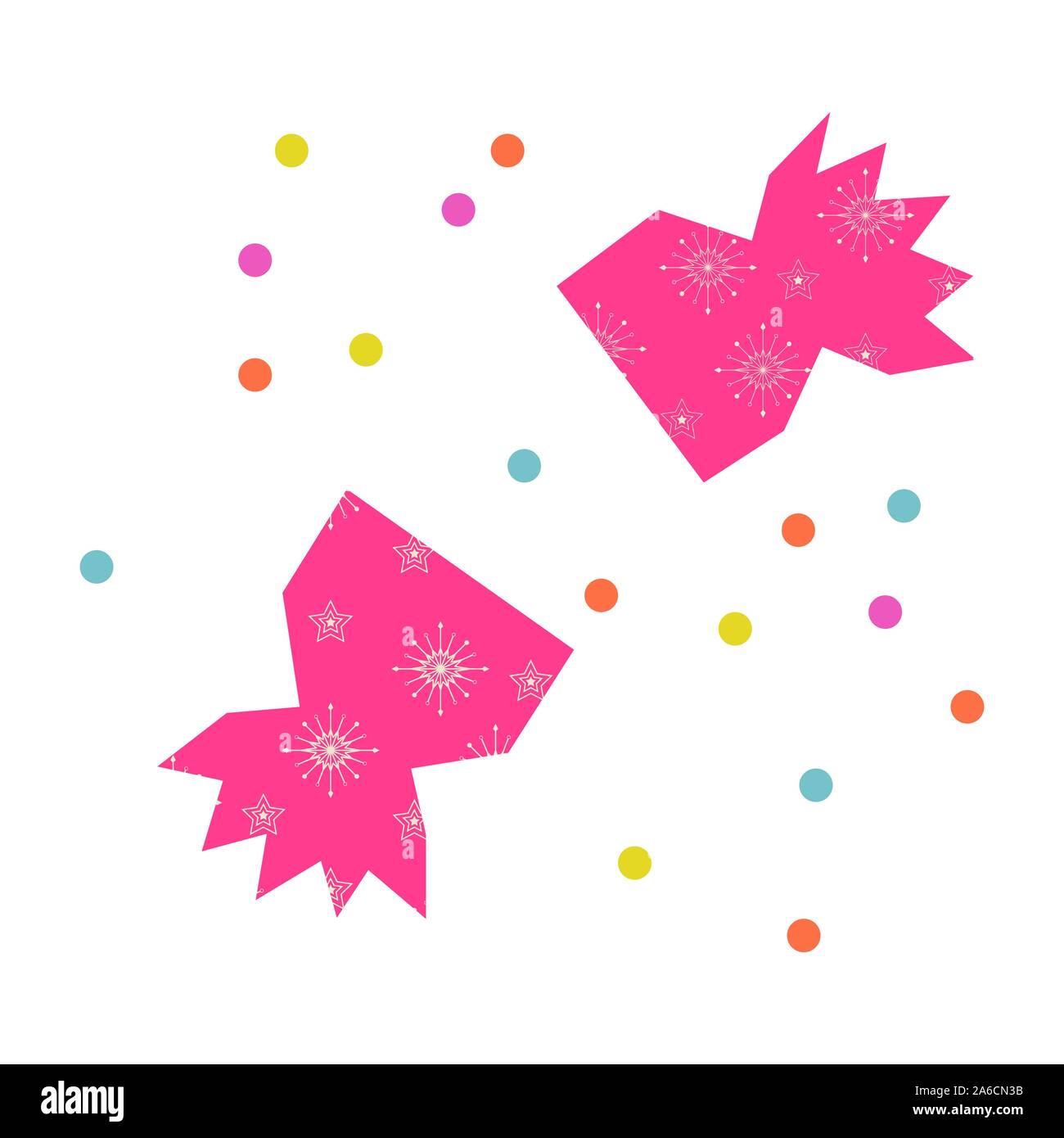 Christmas cracker clip art with confetti. Ripped gift candy package ...
