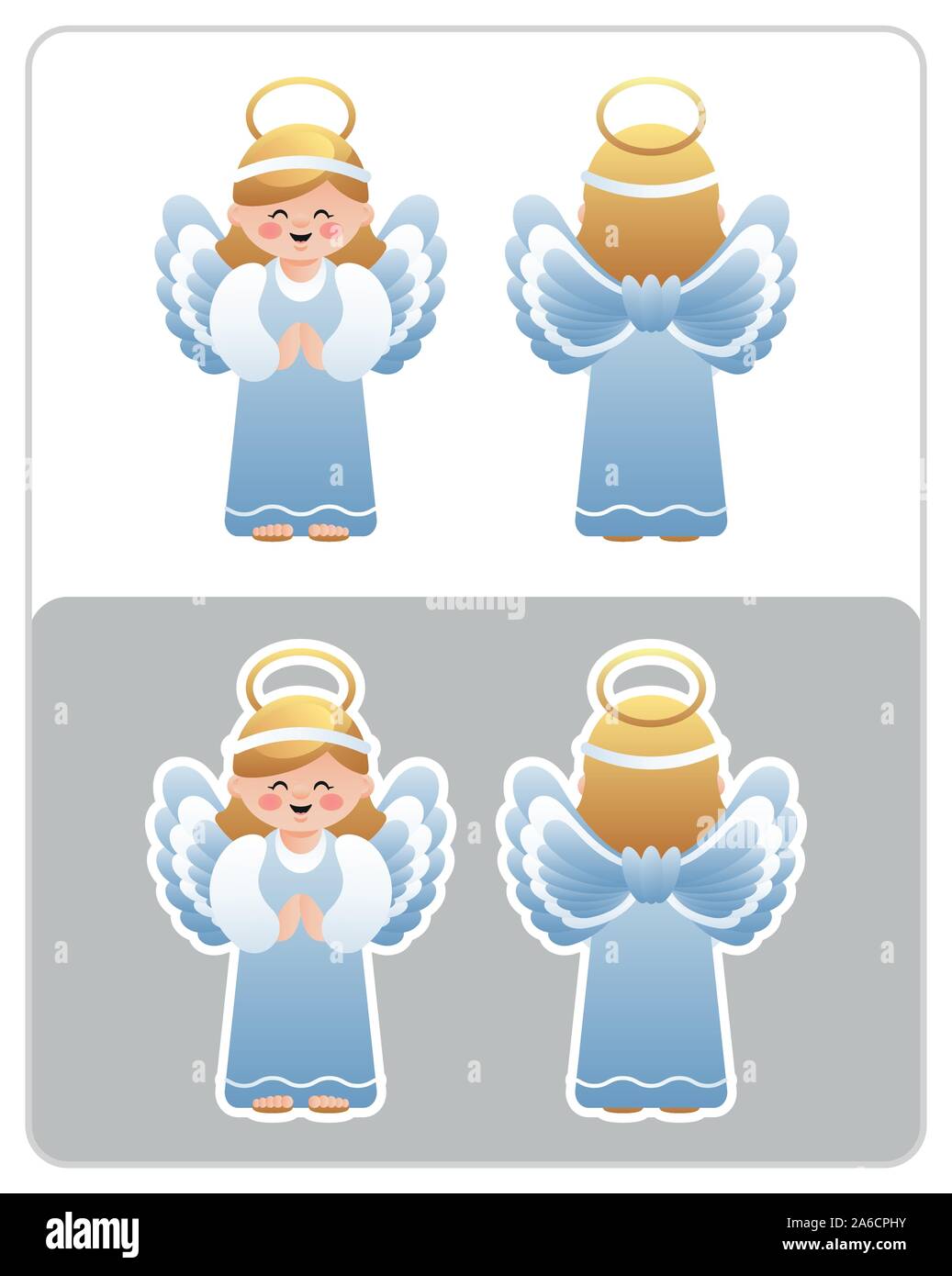 Two Sided Nativity icon and sticker of the Angel. Cute cartoon ...