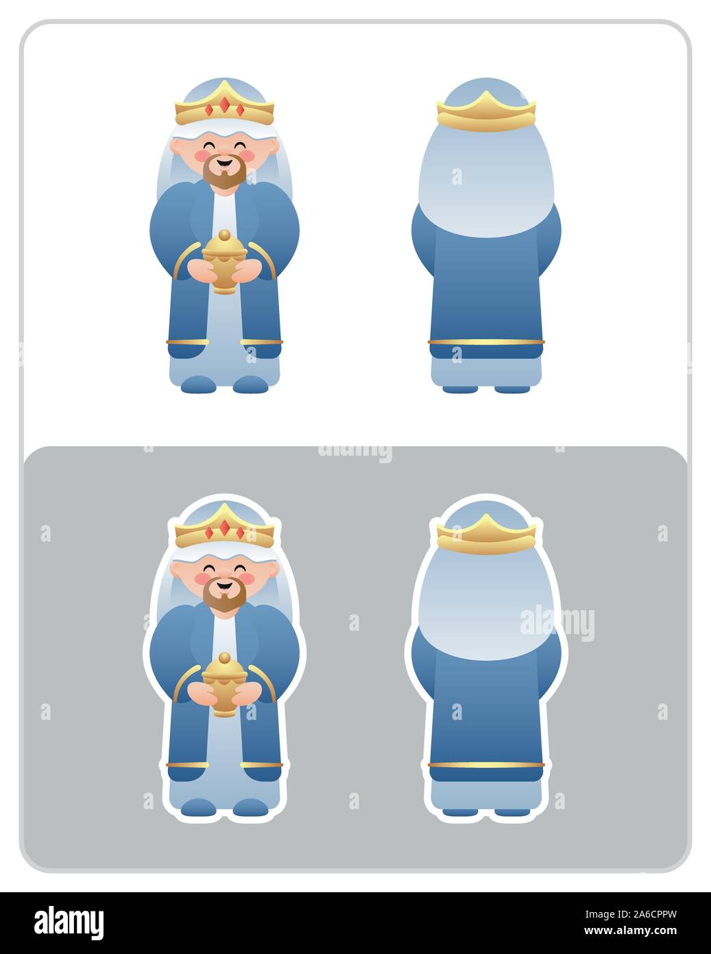 Two Sided Nativity icon and sticker of the Wise Man or King. Cute ...