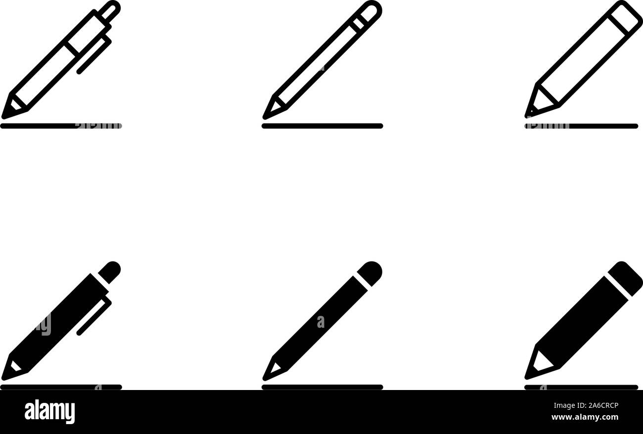 set of Pen Icon Vector Illustration Isolated On white background Stock ...