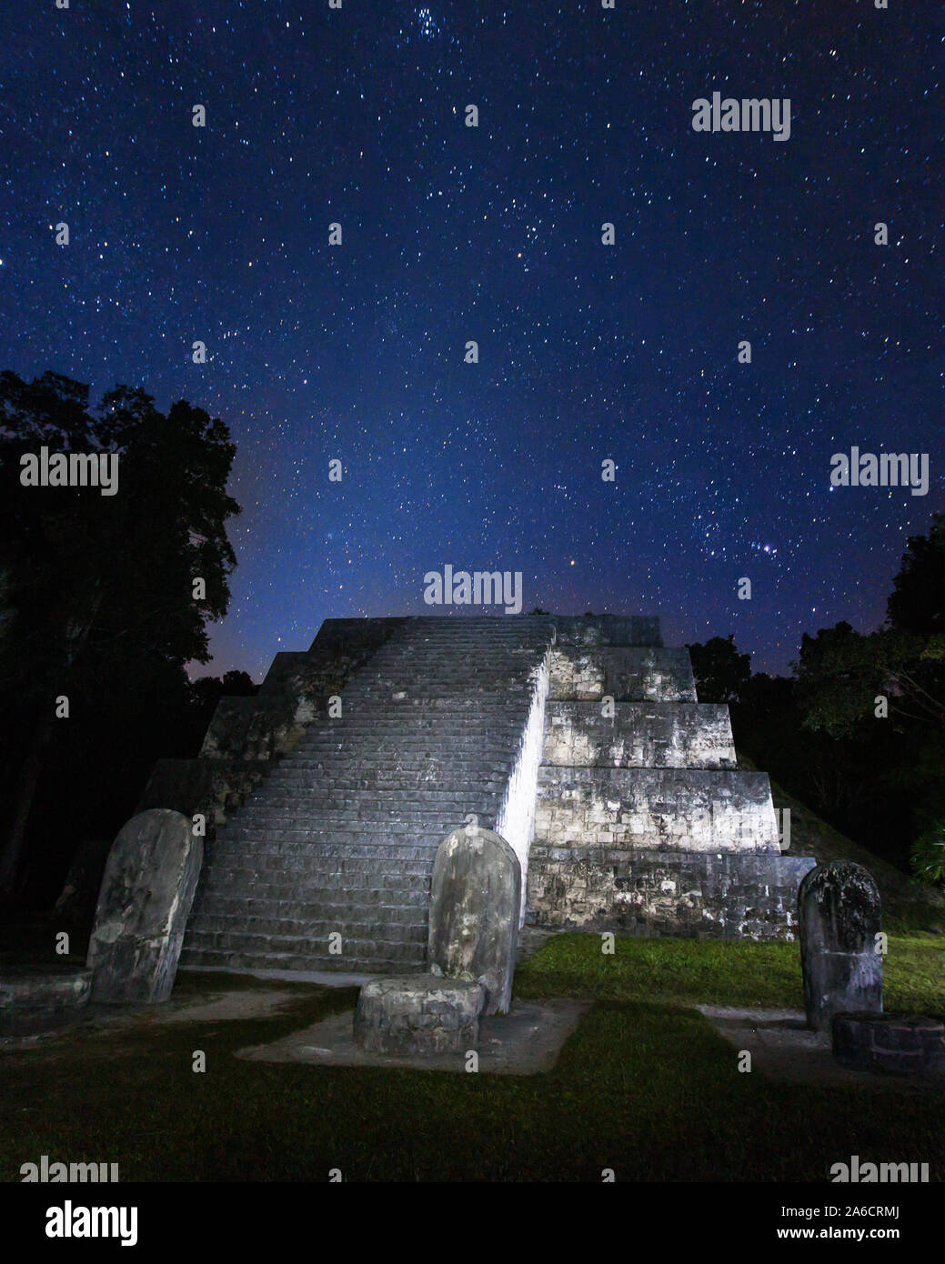 One of the twin pyramids of Group Q in Tikal National Park in Guatemala ...